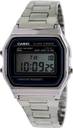 CASIO A-158WA-1DF Vintage A158WA-1DF Black Dial Silver Stainless Steel Band Digital Watch - For ...