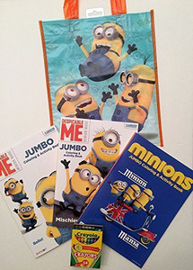 MINIONS Despicable Me Mega Coloring Book Gift Set Crayons Reusable Tote ...