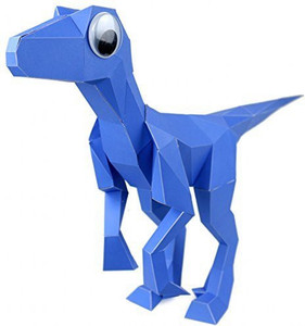 Kit Rex Papercraft Dinosaur Puzzle Velociraptor In Blue - 3D Paperboard ...