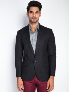 MR BUTTON Solid Single Breasted Formal Men Blazer - Buy Black MR BUTTON Solid Single Breasted ...