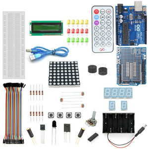 Robomart ARDUINO UNO R3+PROTOTYPE SHIELD STARTER KIT WITH 17 BASIC ARDUINO PROJECTS Educational ...
