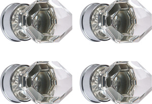 Hobknobs Clear Glass Octagonal Chrome Plated Cabinet/Drawers Wardrobe Kitchen Pull Handle Knob ...