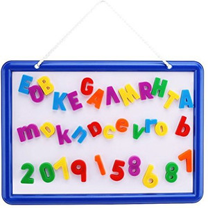 EduKid Toys Magnetic Whiteboard With 109 Alphabet Letters & Numbers ...