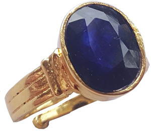 RS JEWELLERS 18K GOLD PLATED ADJUSTABLE PANCHDHATU RING STUDDED WITH NATURAL AND CERTIFIED 5.25 ...