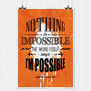 KAARTI Nothing is impossible - Audrey Hepburn Quote Mini Poster Paper ...