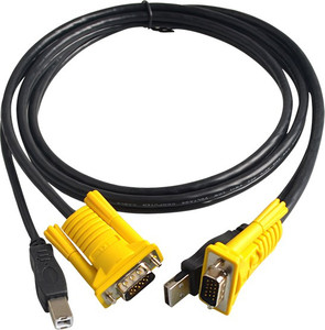 ANDTRONICS VGA Cable 1.5 m USB KVM Switch Cable 1.5M - 15 Pin VGA Male to Male + USB A to B ...