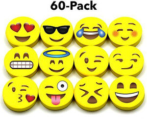 LiveEco Best Emoji Mini Erasers for Kids, 60 Emoji Pencil Eraser Bulk ...