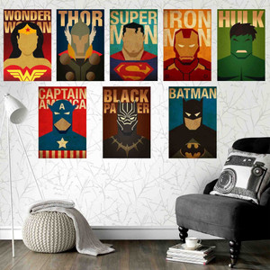 TOP SUPERHERO POSTERS COMBO (set of 8)(with pasting material ...