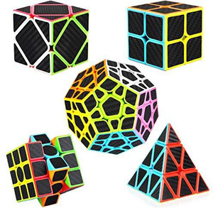 Genrc Speed Cube Bundle [5 Pack] Cube Set 2x2 3x3 Megaminx Pyramid Skew ...