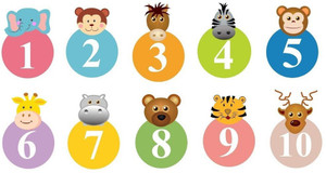 Paper Plane Design 60 cm Rectangular 'Cute Animals with Numbers Kids ...