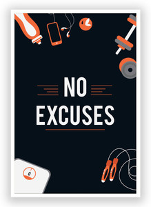 No Excuses Gym Motivational Wall Art Poster 12 x 18 Inch Paper Print ...