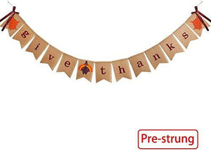 Threemart Give Thanks Burlap Garland Bunting Banner Happy Thanksgiving ...