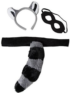 Making Believe Kids Plush Raccoon Headband Ears, Mask & Tail Costume ...
