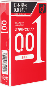 okamoto Ultra-Sensitive Thin Condom - 001 (0.01mm) - Regular Size - (Contains 3 pcs) Condom ...