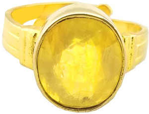RS JEWELLERS Gemstones Ring 5.50Yellow Sapphire/Pukhraj GEMSTONE Adjustable PANCHDHATU RING ...