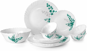 cello Pack of 13 Opalware Imperial Dinner Set 13 Pcs -Aqua Leaves Dinner Set Price in India ...