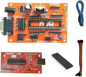 Robosoft Labs AVR 40PIN DEVELOPMENT BOARD With ATMEGA32, MAX232 IC Micro Controller Board ...
