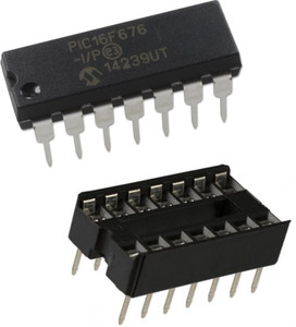 e4u PIC16F676 8 Bit 20Mhz Flash Based CMOS Microcontroller IC + IC Base Electronic Components ...