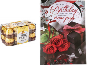 FERRERO ROCHER Premium 16 Chocolates Pack With Birthday Greeting Card ...