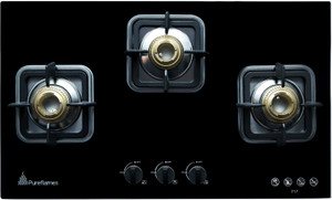 Pureflames 3 Brass Burner Hob with Tempered glass (Bakelite Knob,717). This Pureflames Super ...
