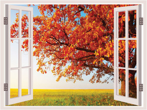 Creatick Studio Big Autumn Tree Leaves Window Illusion 3D Poster - Nature posters in India - Buy ...