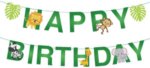 Party Propz Jungle Theme Happy Birthday Banner for Jungle Theme Party ...