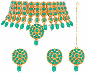 CATALYST Brass Gold Plated Green Gold Jewellery Set Price In India Buy CATALYST Brass Gold