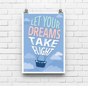 Let Your Dreams Take Flight Portrait Wall Art Picture Poster for Room ...