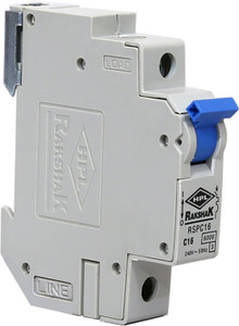 HPL Rakshak Polycarbonate 16A Single Pole 6KA C Curve MCB (Miniature Circuit Breaker) White 1 ...