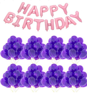 Saikara Collection Happy Birthday Pink Foil Letter Balloon Purple Latex ...