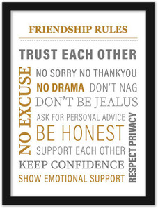 Friendship Rules Wall Poster with Frame for Friends and Gifting ...