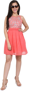 9 impression Women Skater Pink Above Knee/Mid Thigh Length Dress - Buy 9 impression Women Skater ...