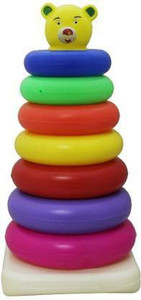 JVTS Plastic Teddy Stacking Ring Jumbo Stack up Educational Toy Multicolour Rings Tower ...