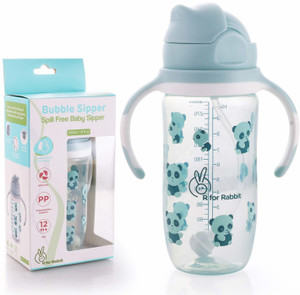 R for Rabbit Bubble Baby Sipper Bottle 300 ml|10 fl oz|Anti Spill Sippy Cup with Soft Silicone ...