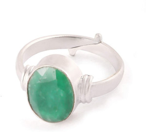 PARTH GEMS Green Shell Natural Emerald Ring Adjustable Panna Ring for Men and Women Zinc, Metal ...