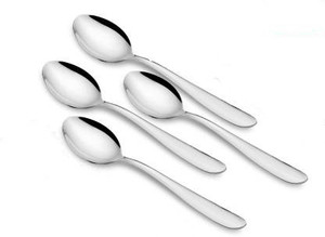 Classic Essentials 4 Piece Stainless Steel Table Spoon Set, Silver Stainless Steel Cutlery Set ...
