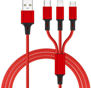 ArDeep USB Type C Cable 1.2 m Data Cable 3 in 1 [ Lightning , Micro USB , Type C Apple USB cable ...