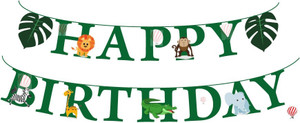 PartyballoonsHK Jungle Theme Happy Birthday Banner Forest Baby Shower ...