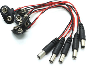 EPICTAC 9V Battery Clip Snapper With 2 1x5 5mm Male DC Power Plug