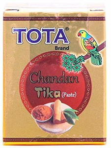 TOTA 100% NATURAL CHANDAN TIKA Paste for Puja | Sandalwood Tilak with Kesar | Colour: Yellow ...