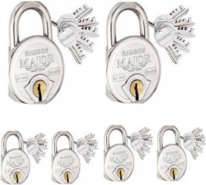 Ramson Steel Major Deluxe 7 Lever Lock with 4 Keys (67 MM, Silver) Pack of Six Padlock - Buy ...