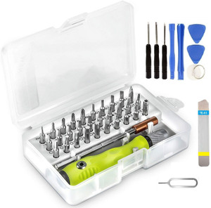 Corslet 32 in 1 Mini Screwdriver Bits Set with Magnetic Flexible Extension Rod for Home ...