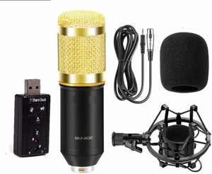 TechBlaze BM 800 Condenser Microphone with Shock Mount & 7.1 Channel USB Sound Card Adapter ...