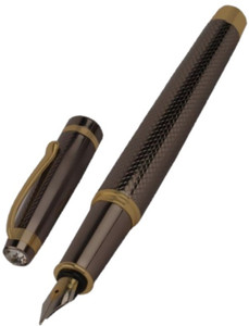 TEUER Ruby Original Look Gun Metal With Golden Clip Designer Metal Fountain Pen Fountain Pen ...