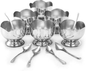 Bekner Pack of 12 Stainless Steel Stainless Steel Dessert Cups & Serving Bowl for Ice Cream ...