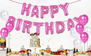 Flipkart.com | Magic Balloons Solid Pink Happy Birthday Decoration ...
