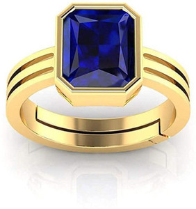 CHIRAG GEMS Blue Sapphire Neelam 7.25 Carat Stone Silver Plated Adjustable Ring for Men or Women ...