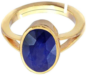 CHIRAG GEMS Blue Sapphire Neelam 8.25 Carat Stone Silver Plated Adjustable Ring for Men or Women ...