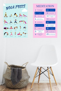 Yoga Poster with Poses for Kids Set - 2x Beginner Mindfulness Posters ...