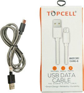 Topcell USB Type C Cable 1.25 m Premium Nylon Type C Data Cable 1.25 meter - Topcell : Flipkart.com